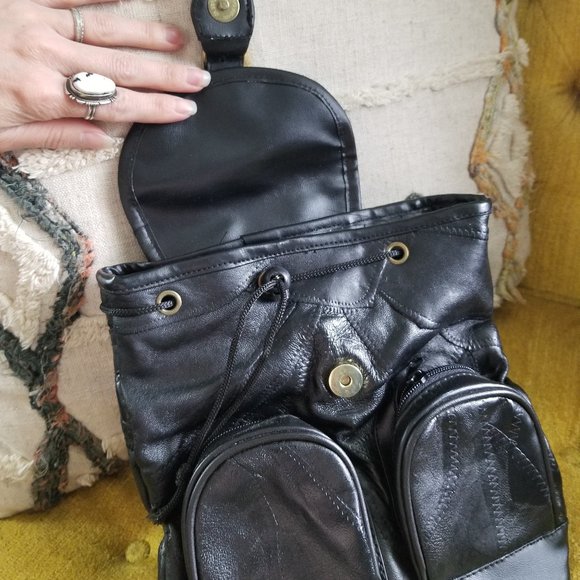 Vintage | Bags | Vintage Mini Backpack In Black Leather | Poshmark
